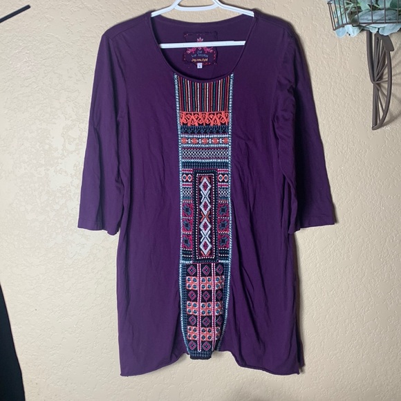 Johnny Was | Dresses | Johnny Was Large Purple Aztec Raw Hem Dress ...